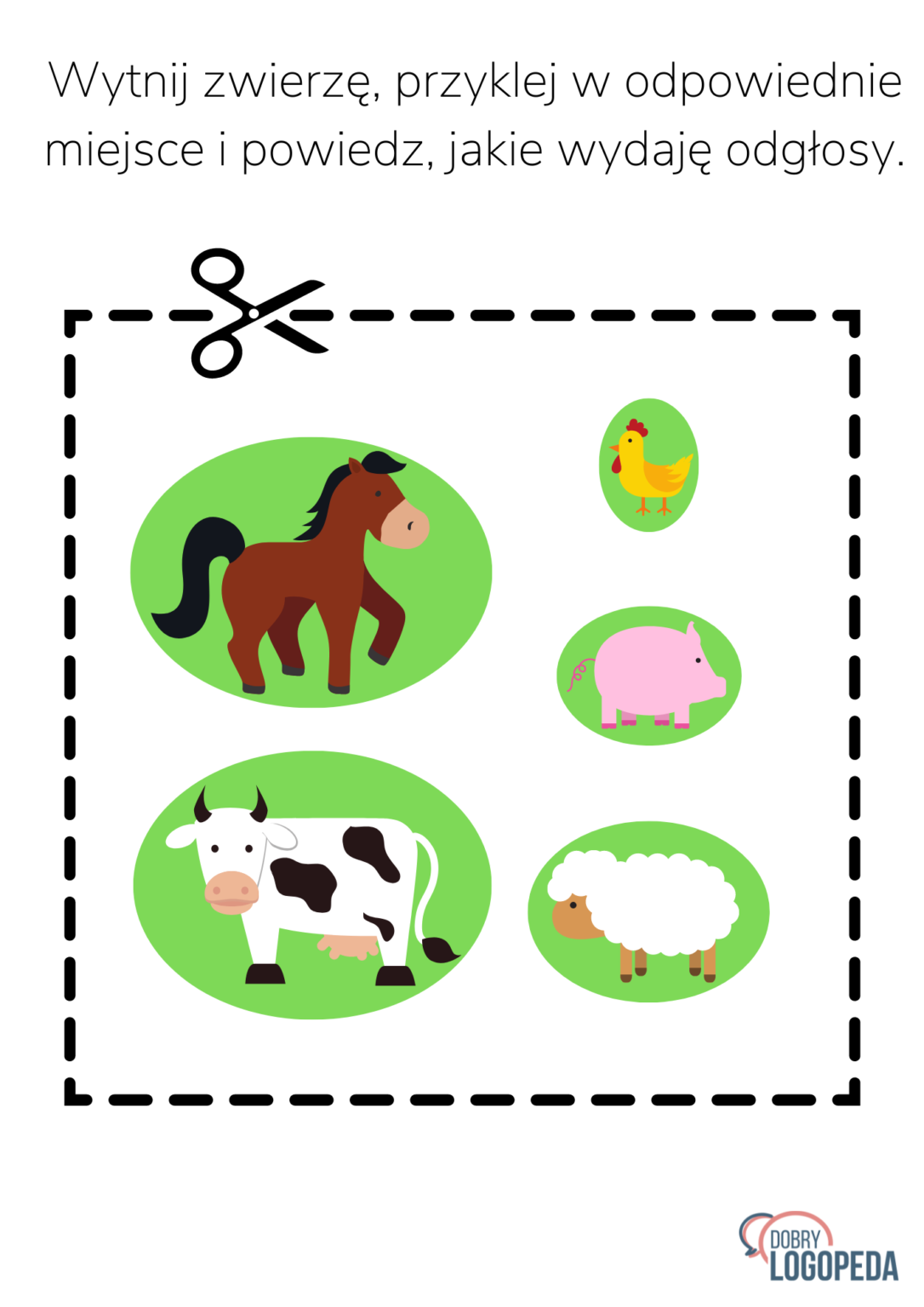 Karty pracy „Odgłosy zwierząt” – Dobry logopeda