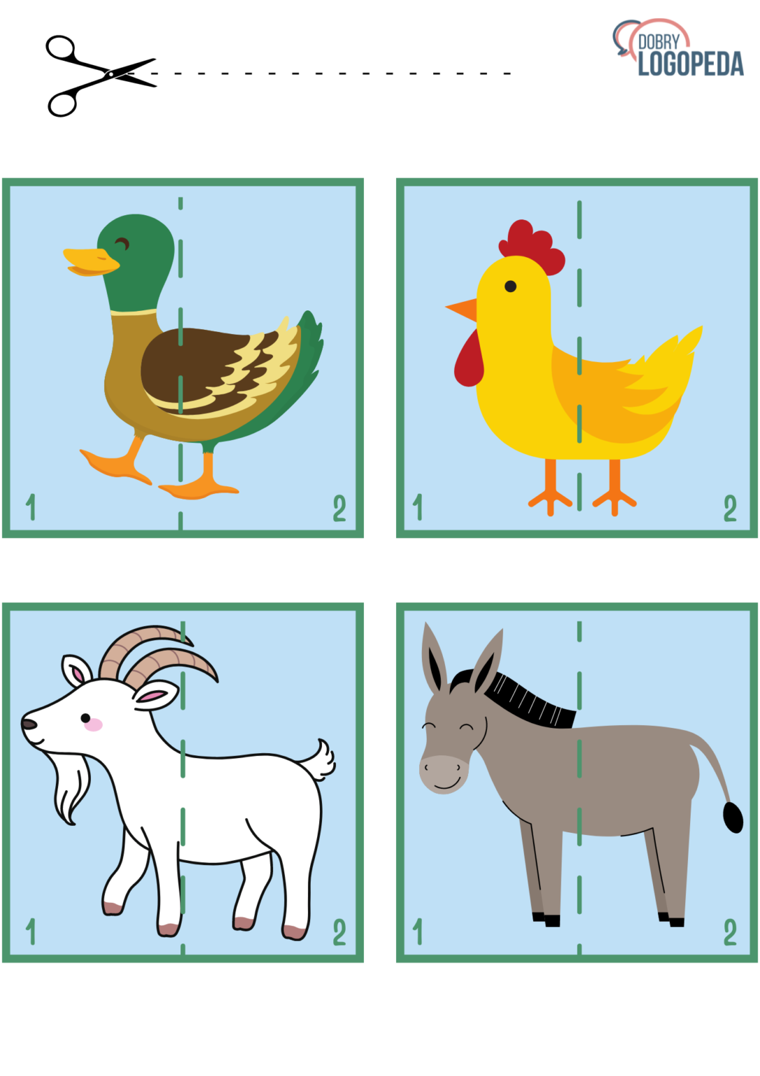 Karty pracy „Odgłosy zwierząt” – Dobry logopeda