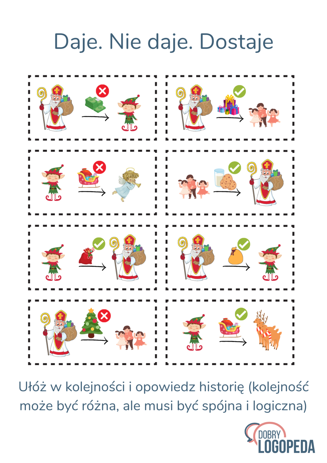 Karty pracy „Czasowniki - Mikołajki” – Dobry logopeda